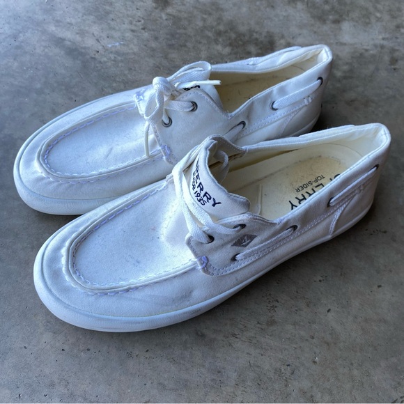 Sperry | Shoes | Sperry Topsider White Bermuda 3 Eye Boat Shoes Canvas ...